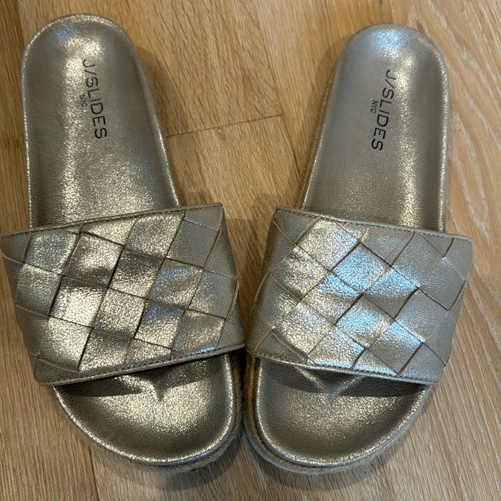 Silver Metallic Slides - Gem
